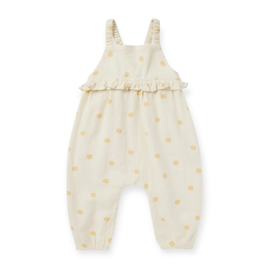 Rylee + Cru Kingsley Ruffle Jumpsuit ~ Yellow Polka Dot – Born Yesterday