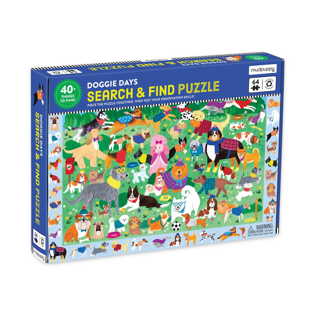 Mudpuppy Doggie Days 64 Piece Search & Find Puzzle – Born Yesterday